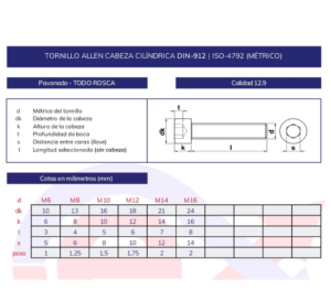 Tornillo ISO 4762 / DIN 912 | Allen cabeza cilíndrica industrial